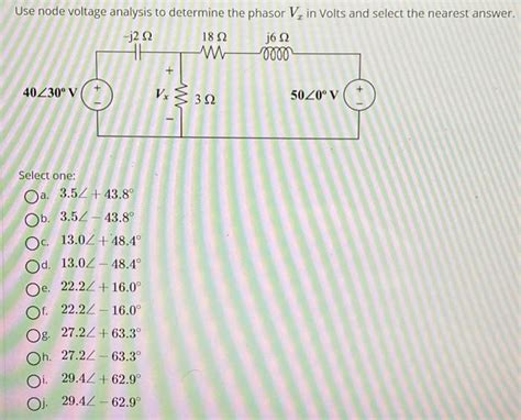 solved use node voltage analysis to determine the phasor vx