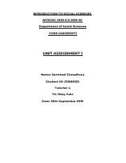 UNIT ASSIGNMENT SOSC Docx INTRODUCTION TO SOCIAL SCIENCES AP SOSC