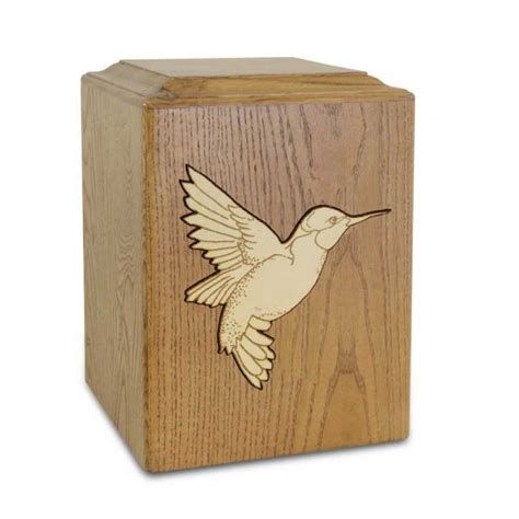 Wood Cremation Urns Golden Hummingbird Wood Urn