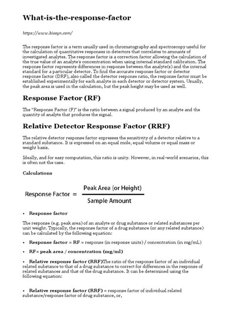 What Is The Response Factor Pdf Scientific Techniques Applied And Interdisciplinary Physics