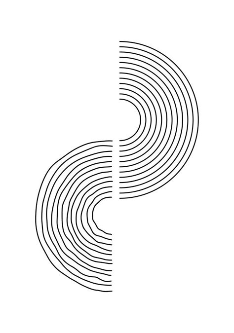 Premium Vector Two Half Circles Aesthetic Hand Drawn Contemporary