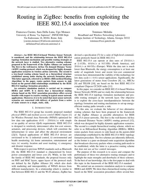 Pdf Routing In Zigbee Benefits From Exploiting The Ieee 802154