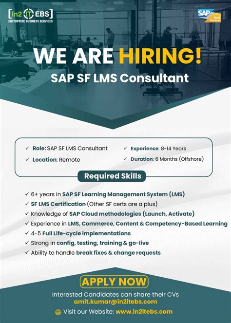 Sap Hiring Sapsuccessfactors Lmsconsultant Hrtech Sapjobs Successfactors Saplms