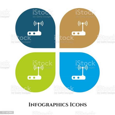 모든 목적을 위한 Wifi 라우터 벡터 일러스트 아이콘 4 가지 배경에 격리 0명에 대한 스톡 벡터 아트 및 기타 이미지 0