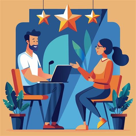 Premium Vector A Poster Of A Man And A Woman With A Laptop