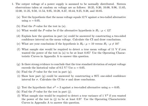 Solved The Output Voltage Of A Power Supply Is Assumed To Chegg Com