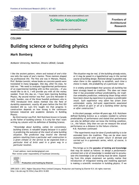 pdf building science or building physics