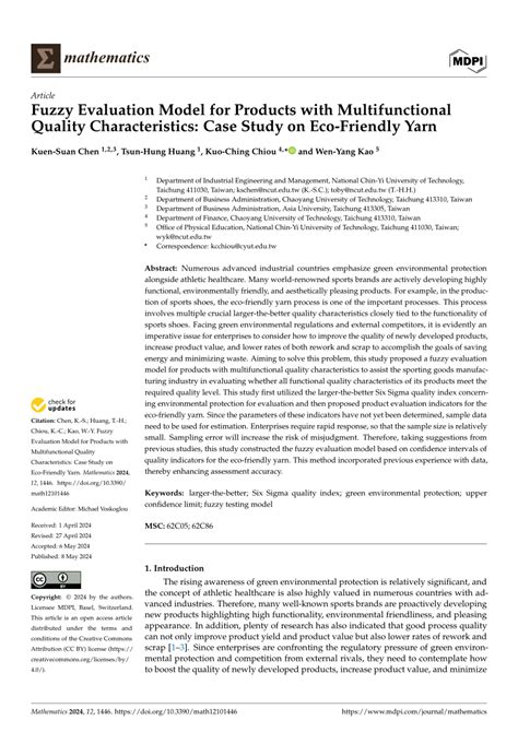 Pdf Fuzzy Evaluation Model For Products With Multifunctional Quality