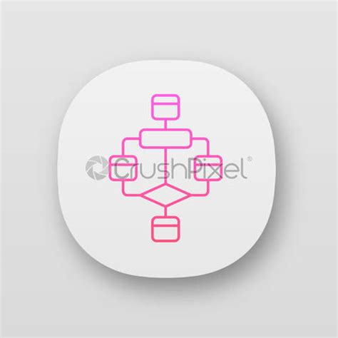 Flowchart App Icon Diagram Visualization Of Process Problem Solving Stages Stock Vector