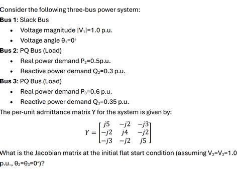 Solved Consider The Following Three Bus Power Systembus 1