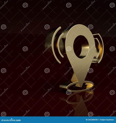 Gold Map Pin Icon Isolated On Brown Background Navigation Pointer Location Map Gps
