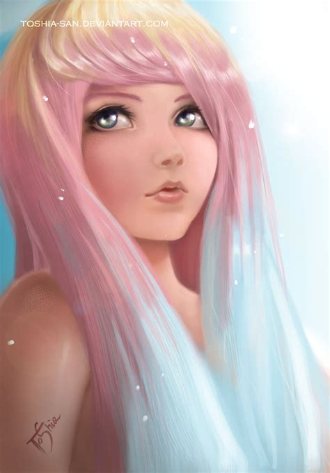 Фото Девушка с розово голубыми волосами By Toshia San