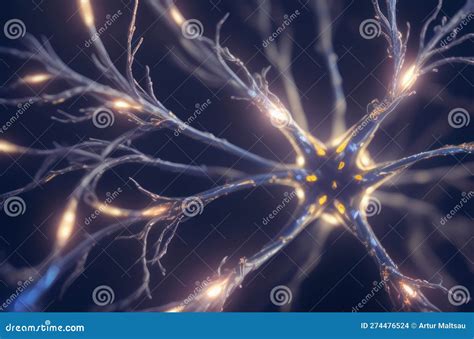 Microscopic Brain Cellsglowing Synapses And Dendrites Under Microscope Generative Ai Stock
