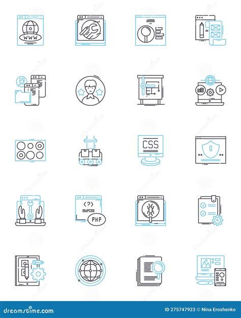 process optimization linear icons set efficiency streamlining