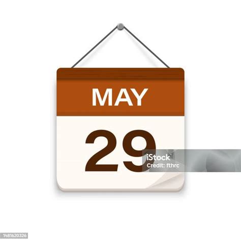 5월 29일 그림자가 있는 달력 아이콘 일 월 모임 약속 시간 이벤트 일정 날짜입니다 플랫 벡터 그림입니다 0명에 대한 스톡 벡터 아트 및 기타 이미지 Istock