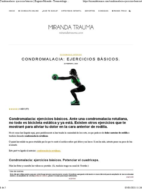 Ejercicios Para La Condromalacia Rotuliana En Casa 2 Pdf Cookie Rodilla