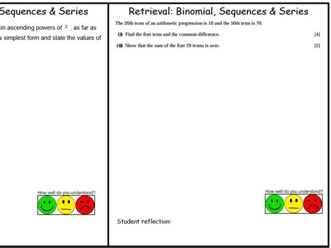 A Level Maths Binomial Expansion Sequences And Series Retrieval Sheet Teaching Resources