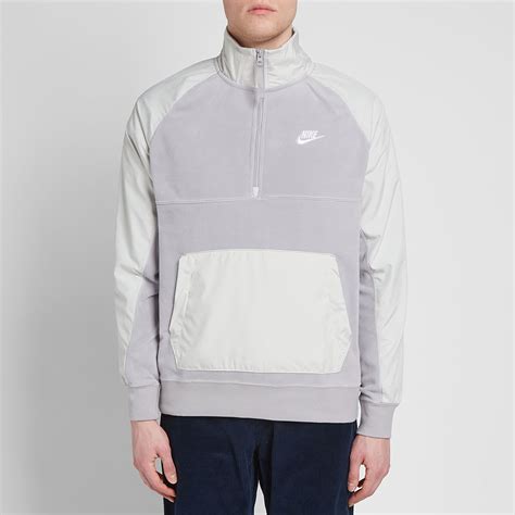 Nike Polar Fleece Half Zip Sweat Grey Light Bone And White End Us