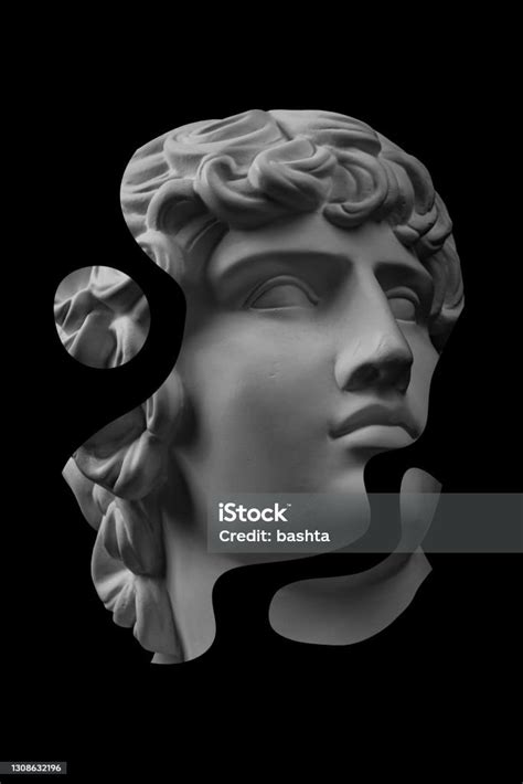 팝 아트 스타일로 인간의 얼굴의 석고 골동품 조각 콜라주 고대 동상 머리와 현대 창조적 인 개념 이미지 진 문화 현대 미술 포스터 펑키 미니멀리즘 복고풍 디자인 강렬하고