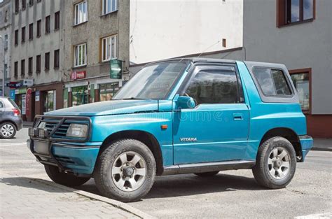 Old Small Blue 4wd All Road Car Suzuki Vitara First Generation Parked