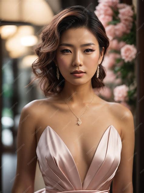 Premium Photo Portrait Of A Beautiful Japanese Woman In A Chic