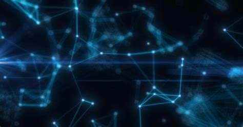 Premium Photo Abstract High Tech Blue Glowing Lines With Dots And