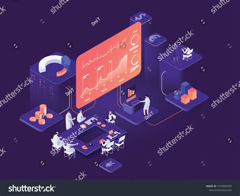 People Interacting With Charts And Analyzing Statistics Data Visualization Concept 3d
