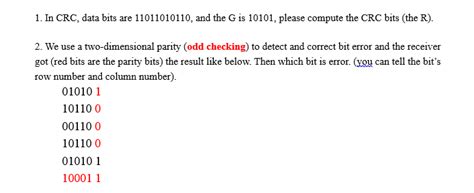 Solved 1 In Crc Data Bits Are 11011010110 And The G Is