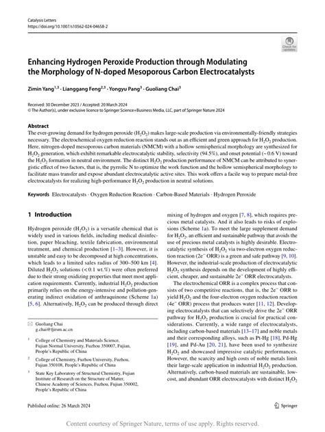 Enhancing Hydrogen Peroxide Production Through Modulating The