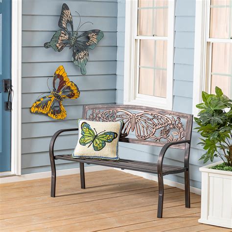 Butterfly Metal Garden Bench Plow And Hearth