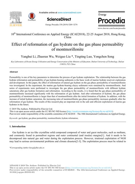 Pdf Effect Of Reformation Of Gas Hydrate On The Gas Phase