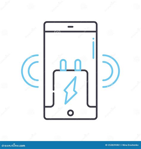 Wireless Charging Line Icon Outline Symbol Vector Illustration