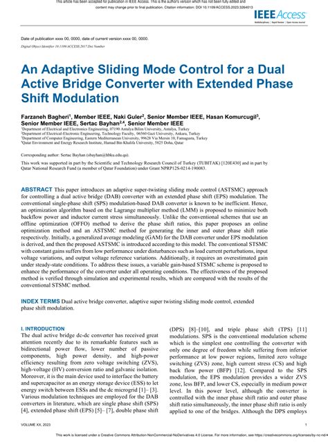 pdf an adaptive sliding mode control for a dual active bridge