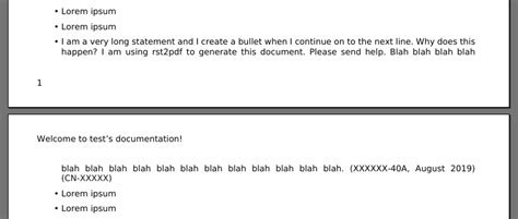 Python Sphinx Restructured Text Splits Paragraph Between Pages And Adds Erroneous List Bullet