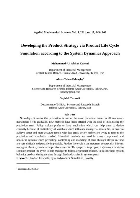 PDF Developing The Product Strategy Via Product Life Strategy Via Product Life Cycle