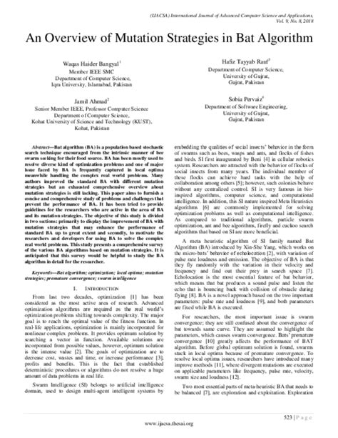 Pdf An Overview Of Mutation Strategies In Bat Algorithm