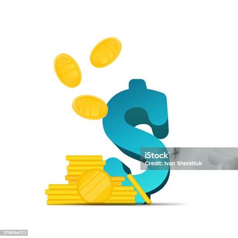 흰색 배경에 고립 된 달러 기호와 금화 금융 및 투자의 주제에 디자인 요소 벡터 2차 도형에 대한 스톡 벡터 아트 및 기타 이미지 2차 도형 3차원 형태 개념