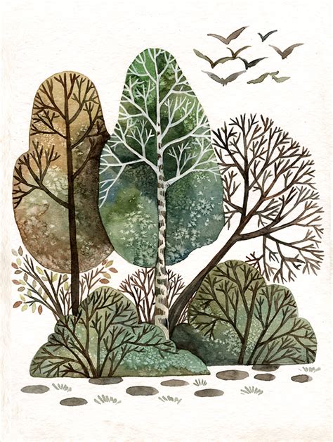 Иллюстрация Лес в стиле декоративный детский книжная графика