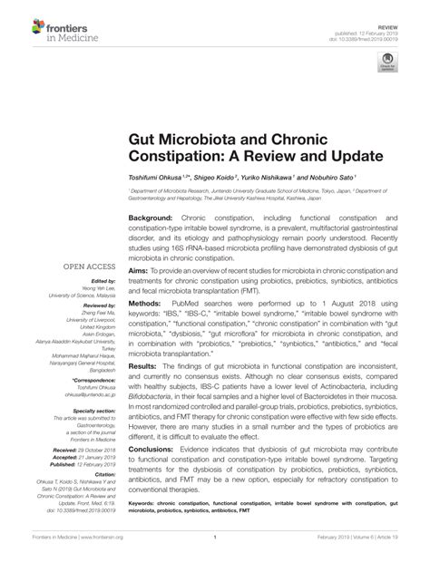 Pdf Gut Microbiota And Chronic Constipation A Review And Update