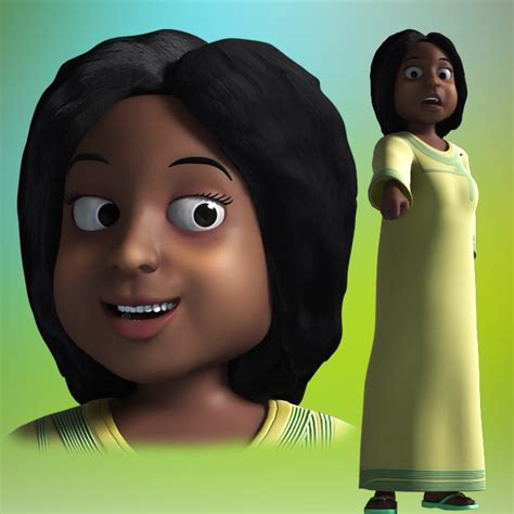 3d Cartoon African Woman Rigged Model Turbosquid 1312208