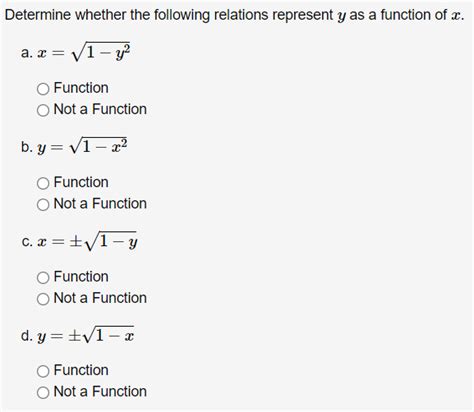 Solved Determine Whether The Following Relations Represent Y