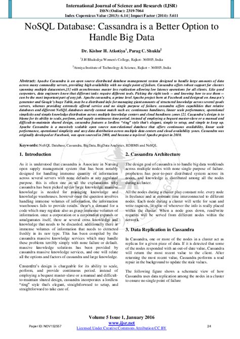 Pdf Nosql Database Cassandra Is A Better Option To Handle Big Data