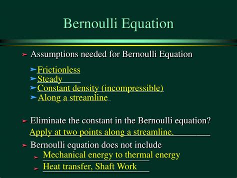 Ppt Elementary Fluid Dynamics The Bernoulli Equation Powerpoint Presentation Id 6906179