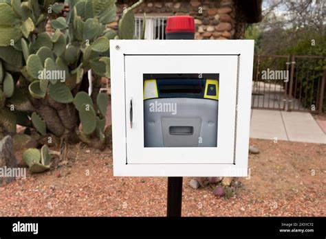 Aed Life Saving Defibrillator Portable Automated External Defibrillator Outdoor In Street