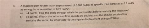 Solved A Machine Part Rotates At An Angular Speed Of 0600