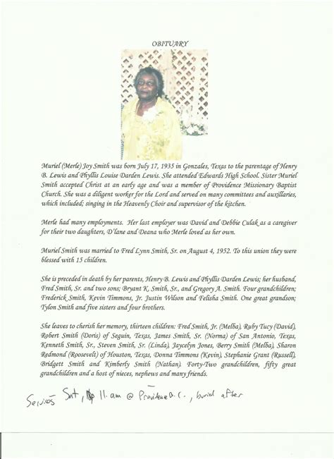 Muriel Merle” Joy Smith The Gonzales Inquirer