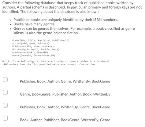 Solved Consider The Following Database That Keeps Track Of