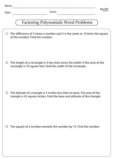 Factoring Out A Monomial From A Polynomial Worksheet