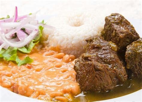 Frejoles Con Seco De Res Classic Peruvian Dish Platos Criollos