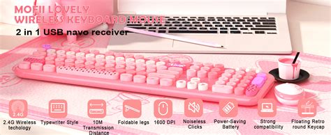 Wireless Keyboard And Mouse Mofii 104 Round Keys Lovely Full Size Cute Colorful